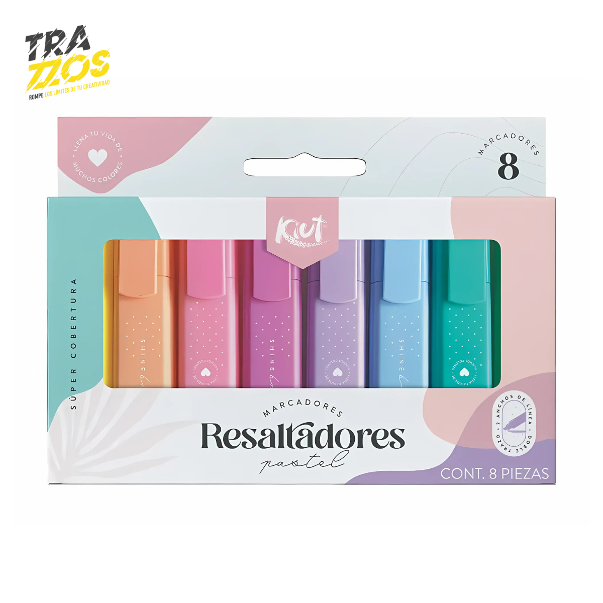 Resaltador Kiut x8 pastel – Trazzos Papeleria Online